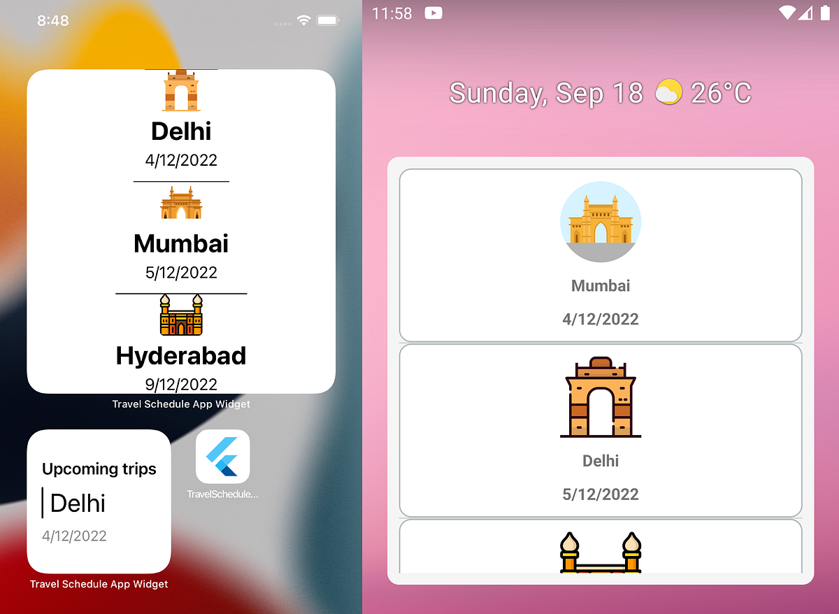 How to Create HomeScreen App Widgets in Flutter for Both Android and IOS | Create Travel ...