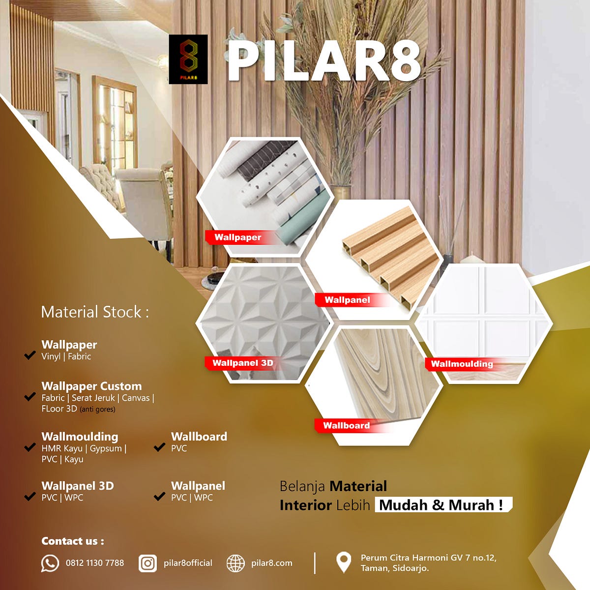 TERMURAH, WA 0812–1130–7788 Distributor 3D Wall Panel Tarakan - Pilar 8 Distributor 3D Wall ...