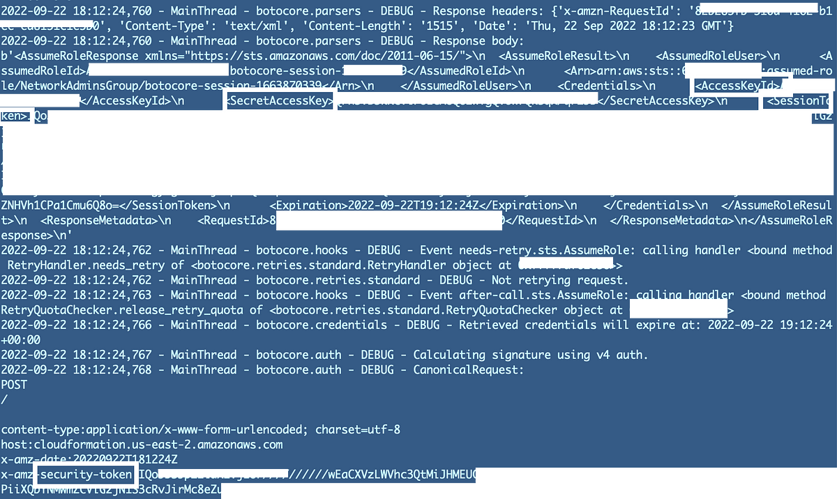 Aws Credentials In Boto3 And Cli Debug Output — And The Aws Console By Teri Radichel Cloud