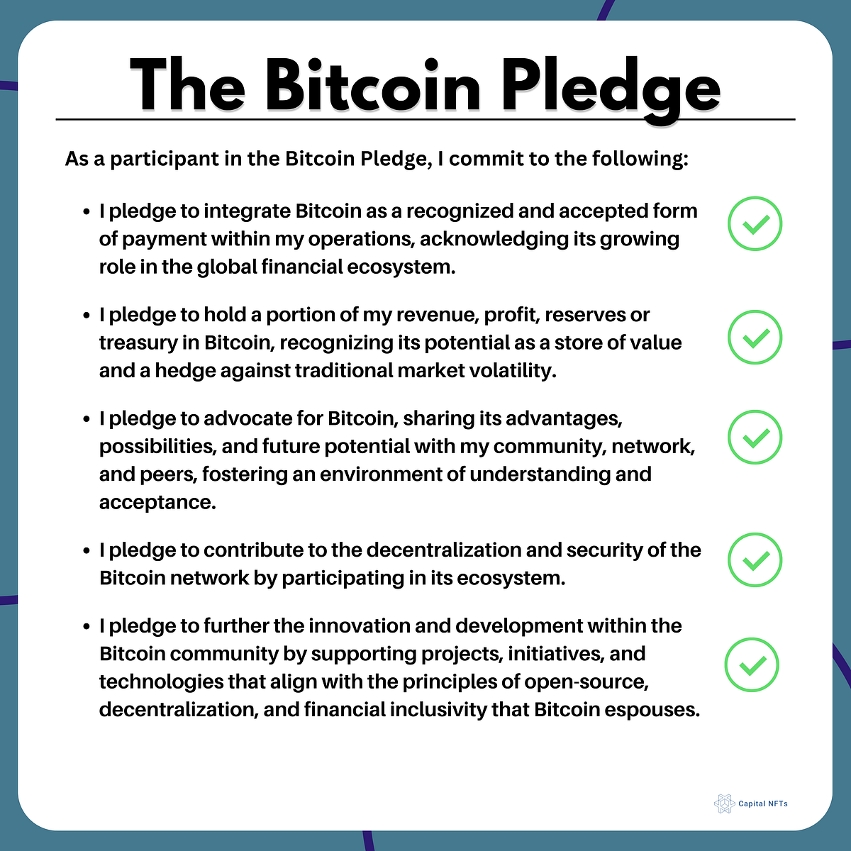 The Bitcoin Pledge. Embracing the Bitcoin Pledge for… | by Capital NFT ...