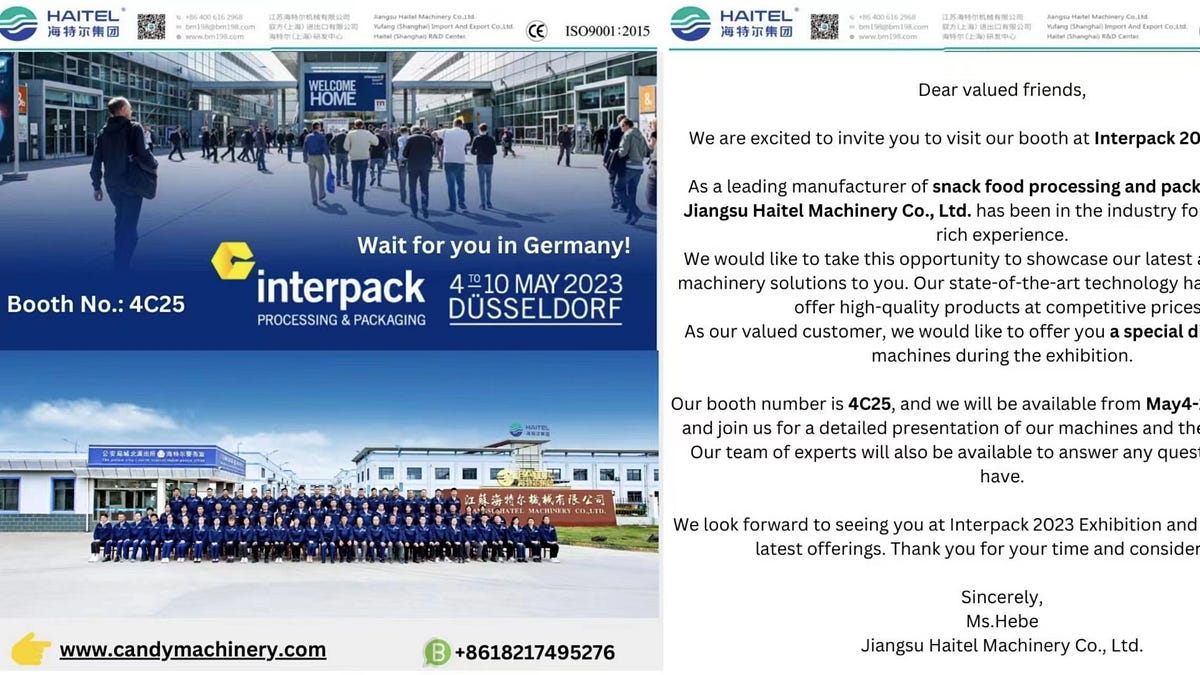 Invitation to Interpack 2023 from Jiangsu Haitel Machinery Co., Ltd ...