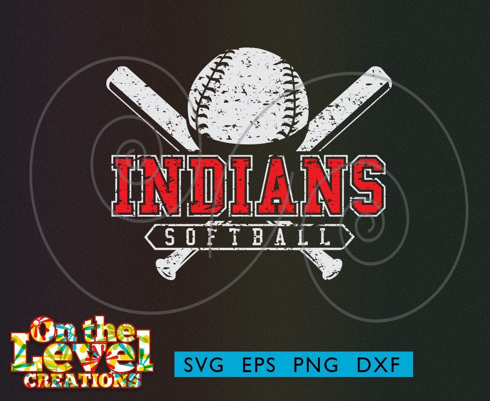 Indians Softball cutfile download svg dxf png eps instant download ...