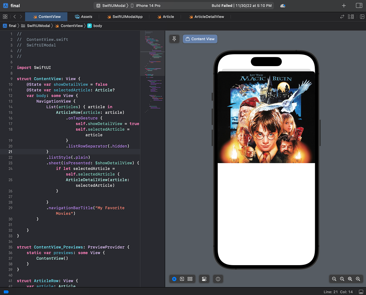 Favorite Movies Reviews Modal View Project | by coltyeargin | Medium