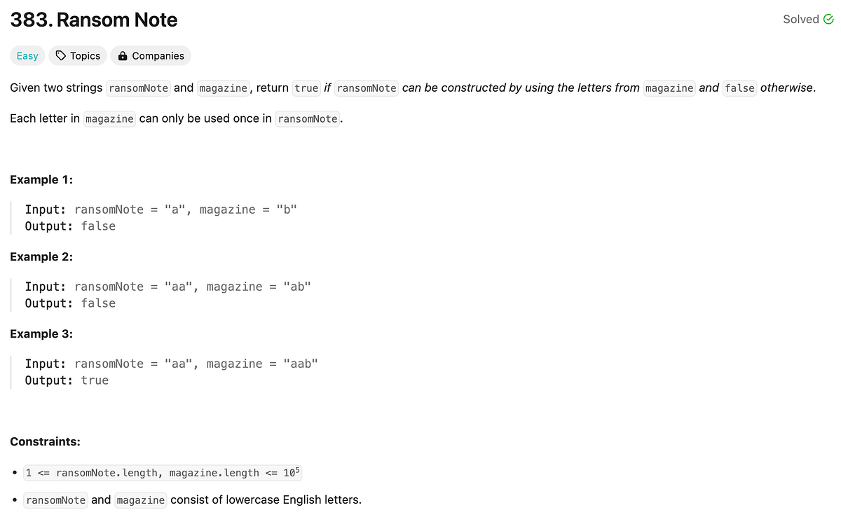 Algorithm 3 Ransom Note Leetcode By Yogendra Jul 2024 Medium 6684