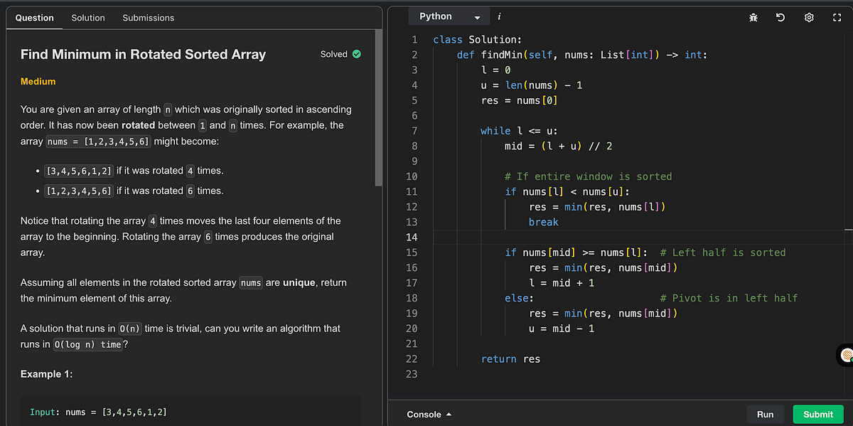 Day 11/100 — Finding Minimum in Rotated Sorted Array (Binary Search ...