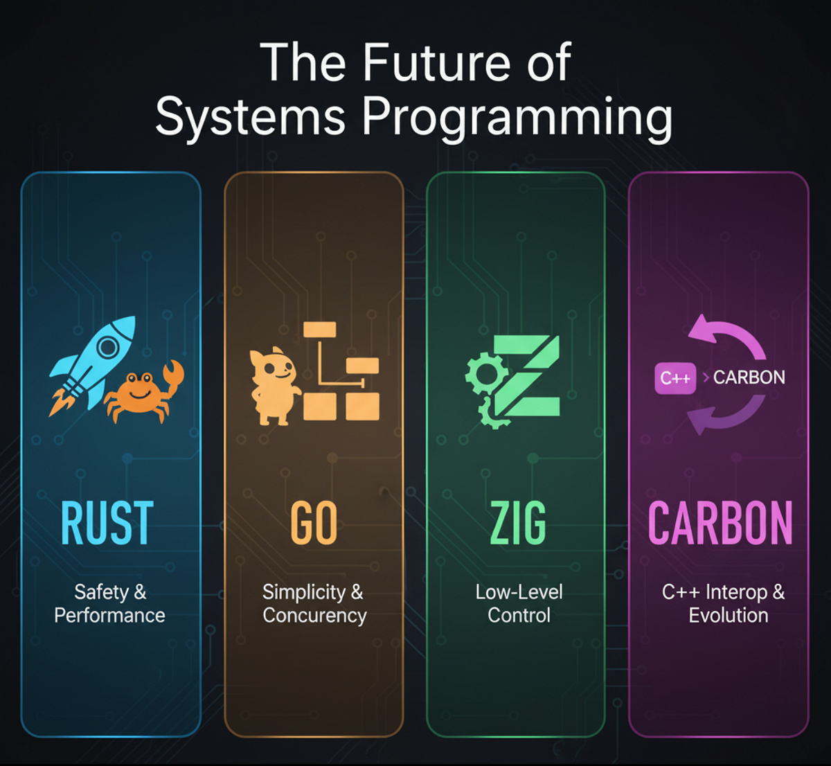 The Future of Systems Programming: Rust, Go, Zig, and Carbon Compared | by The Speed Engineer ...