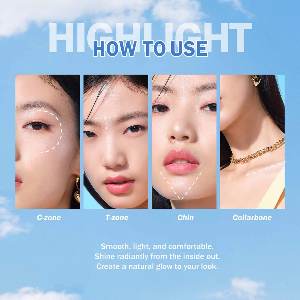 HOW TO USE | TUTORIAL OF APPLYING HIGHLIGHTERS | by Barenbliss | Medium