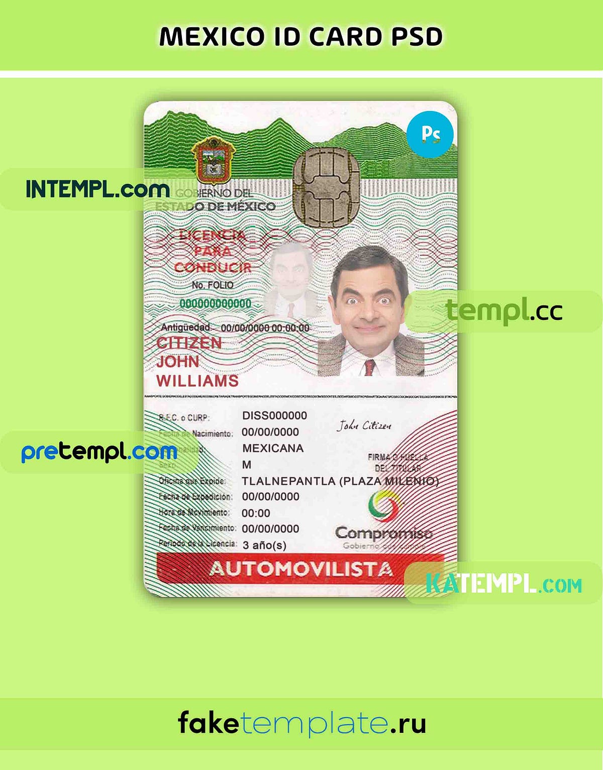 Mexico identity card PSD template, version 2 | by Shotempl | Medium