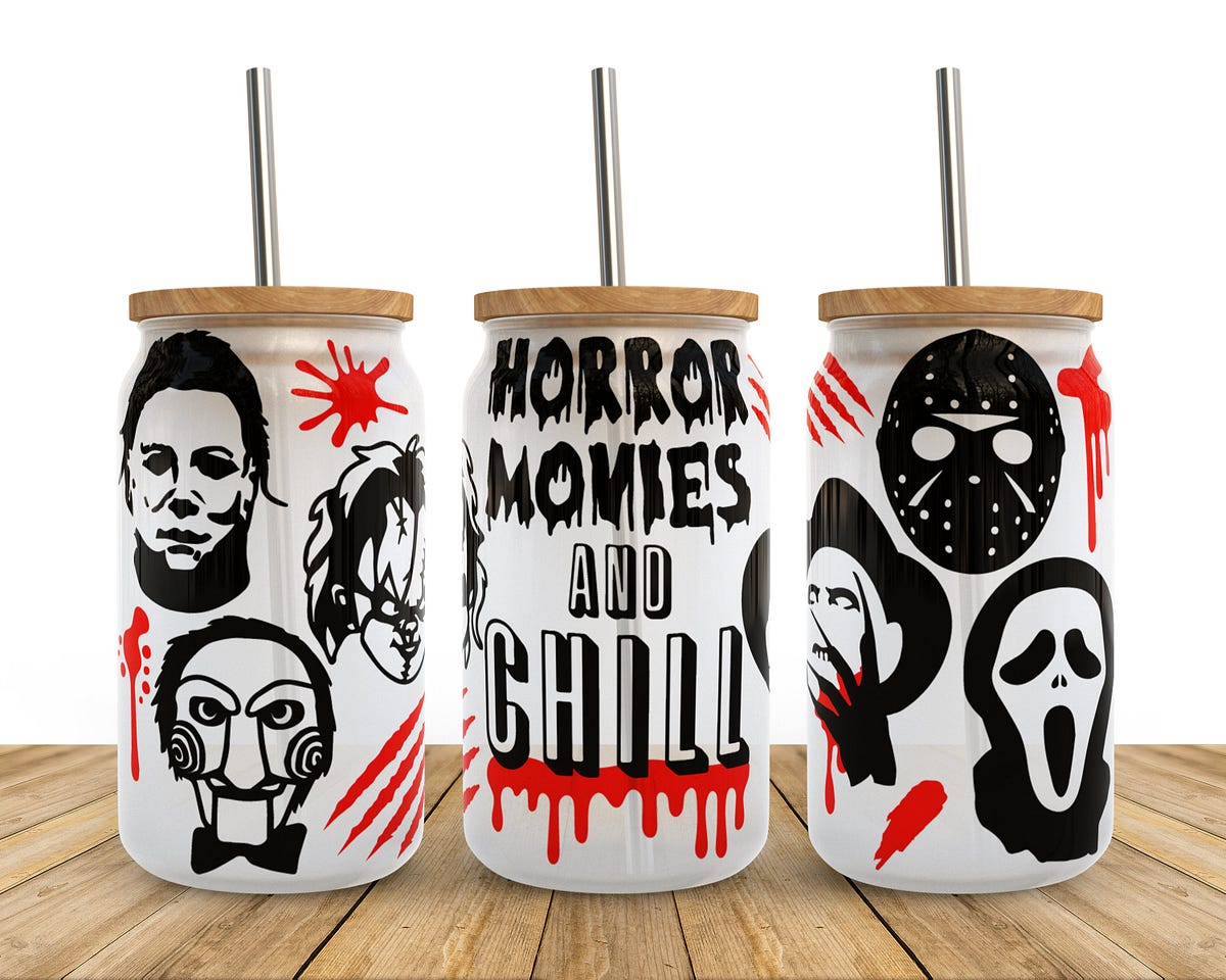 Horror Movies and Chill Svg Libbey Glass Wrap Svg, Spooky Halloween ...
