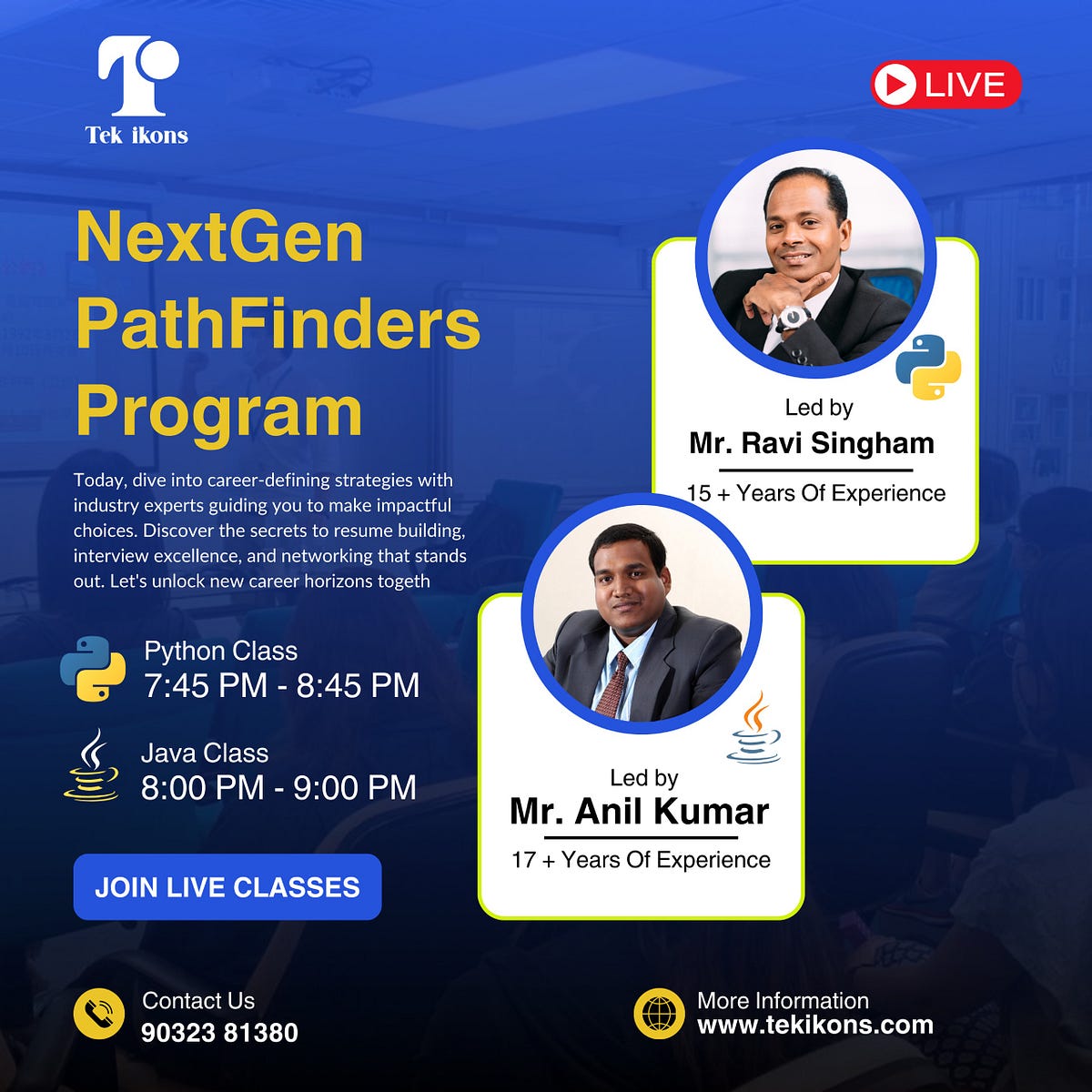 Day 8 Java and Python Class Schedule Reminder For NextGen PathFinders | Tek kons - Tek Ikons ...