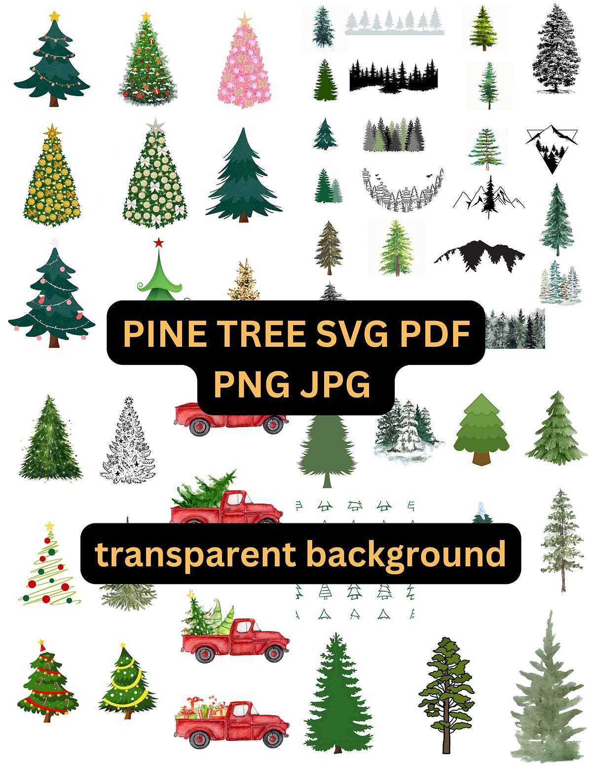 pine tree SVG PNG PDF, pine tree clipart, pine tree transparent ...