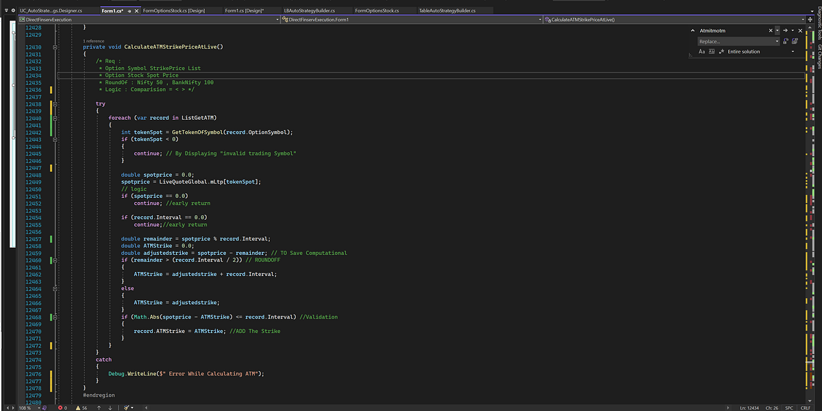Algorithm to Calculate AT THE MONEY (ATM) Strike price Using C# | by kamal chanchal | Medium