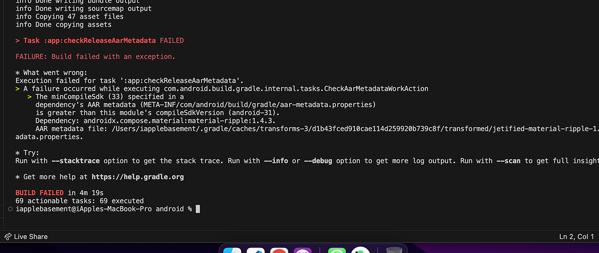 > Task :app:checkReleaseAarMetadata FAILED - Shoaib Badshah - Medium