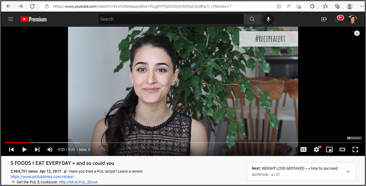 Summarizing Sadia Badiei’s “5 Foods I Eat Daily” Video from her “Pick ...
