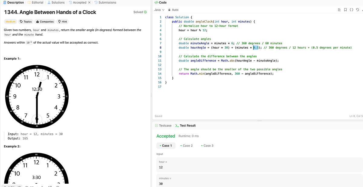 Leetcode — Angle Between Hands of a Clock - Martin Dai - Medium