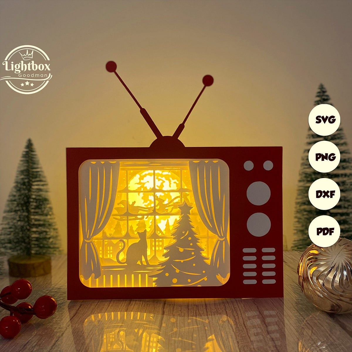 Christmas Television Box Shadow Box SVG For Cricut Projects DIY ...