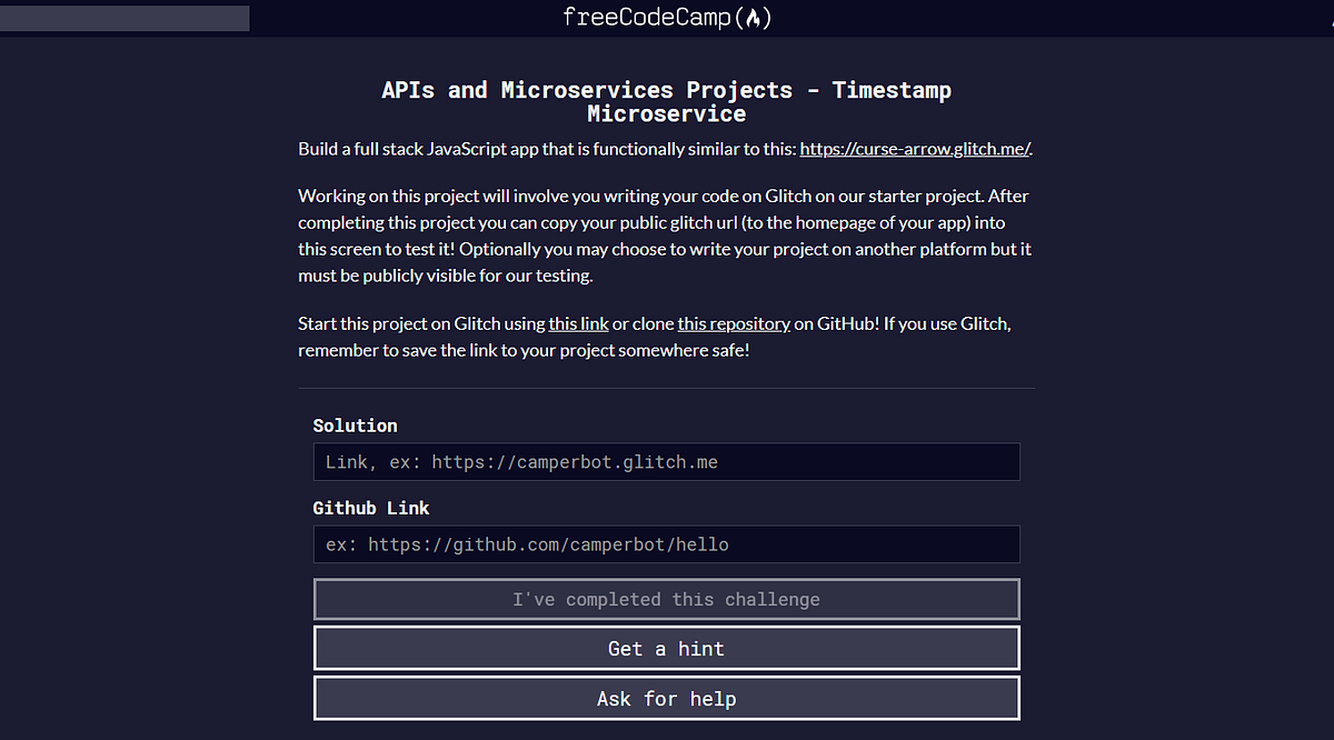 Timestamp Microservice | verclaire nine