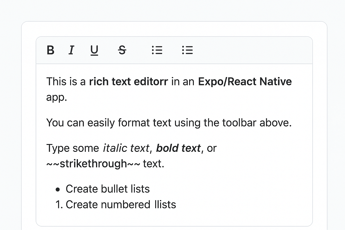 How to Add a Native Rich Text Editor in Expo / React Native (No WebView) | by Emdadul Islam ...