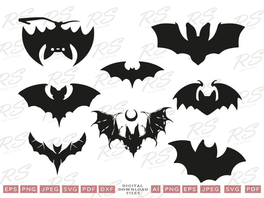 Bat SVG Bundle Files, Halloween Bat SVG, Night Bat SVG, Black Bat ...