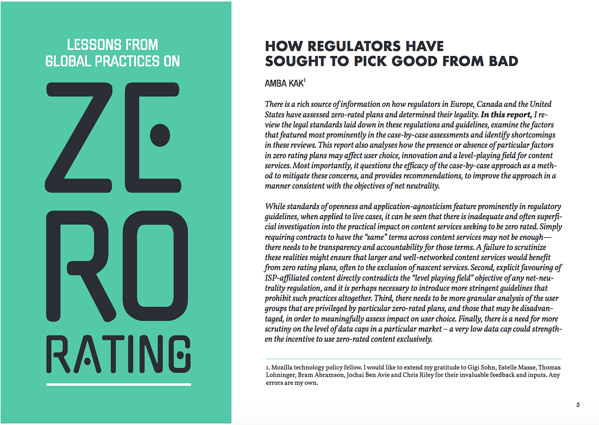 Lessons from Global Practices on “Zero-rating” | by Amba Kak | Read ...