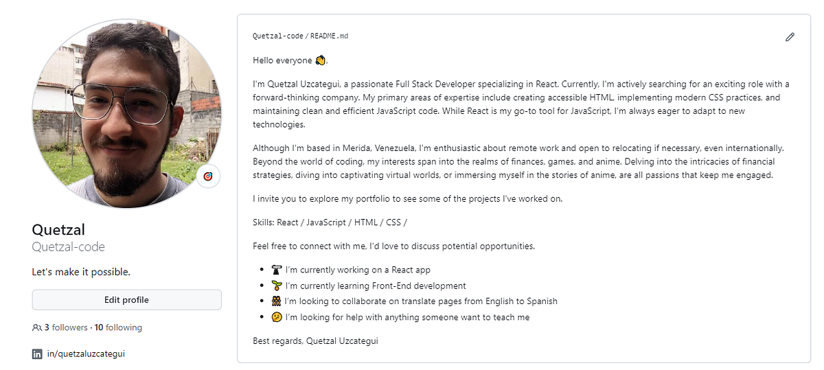 How to add a description to your GitHub profile? | by Quetzal Uzcategui ...