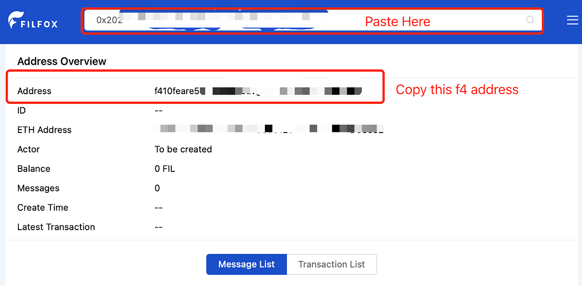 Tutorial: Transfer FIL to Ethereum-style(0x) address | by FNS DAO | Medium