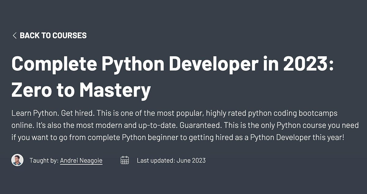 Zero to Mastery Python Course Review - is it worth it? | Medium