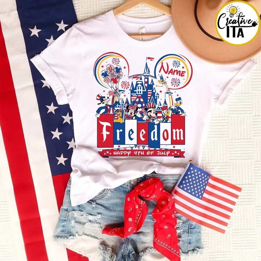 Personalized Mickey and Friends Freedom Disney Castle Happy 4th of July ...
