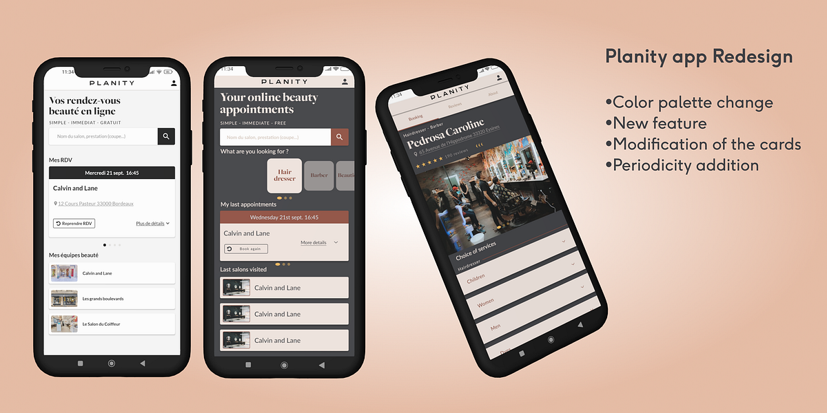 UI Redesign of an app: Planity.. Introduction | by Nathalie | Medium