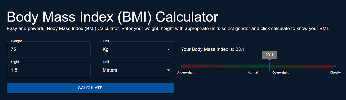Body Mass Index Calculator. Introduction to Body Mass Index… | by ...