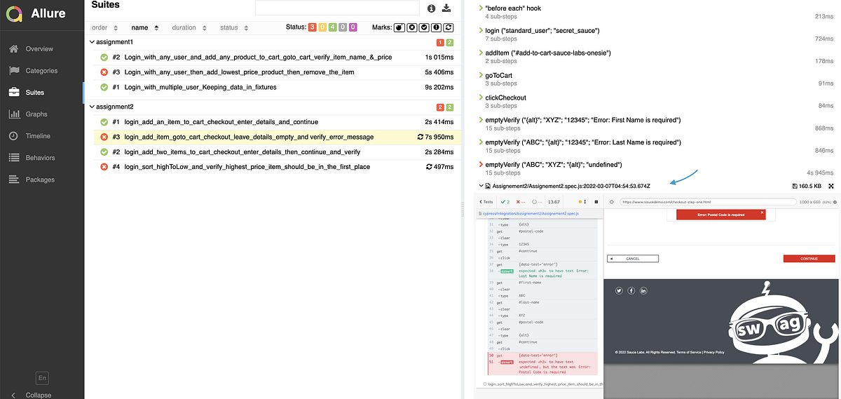 Cypress Test case | HTML Report | Allure Report | generate allure ...