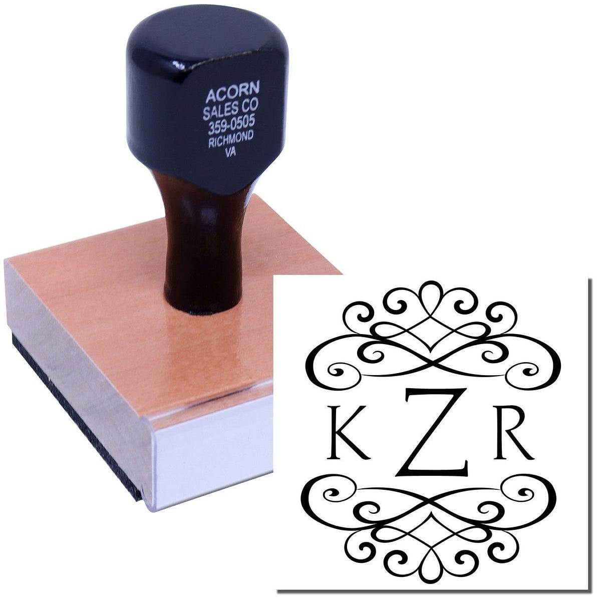 Personalized Self-Inking Wedding Monogram Rubber Stamp - Acorn Stamps - Medium