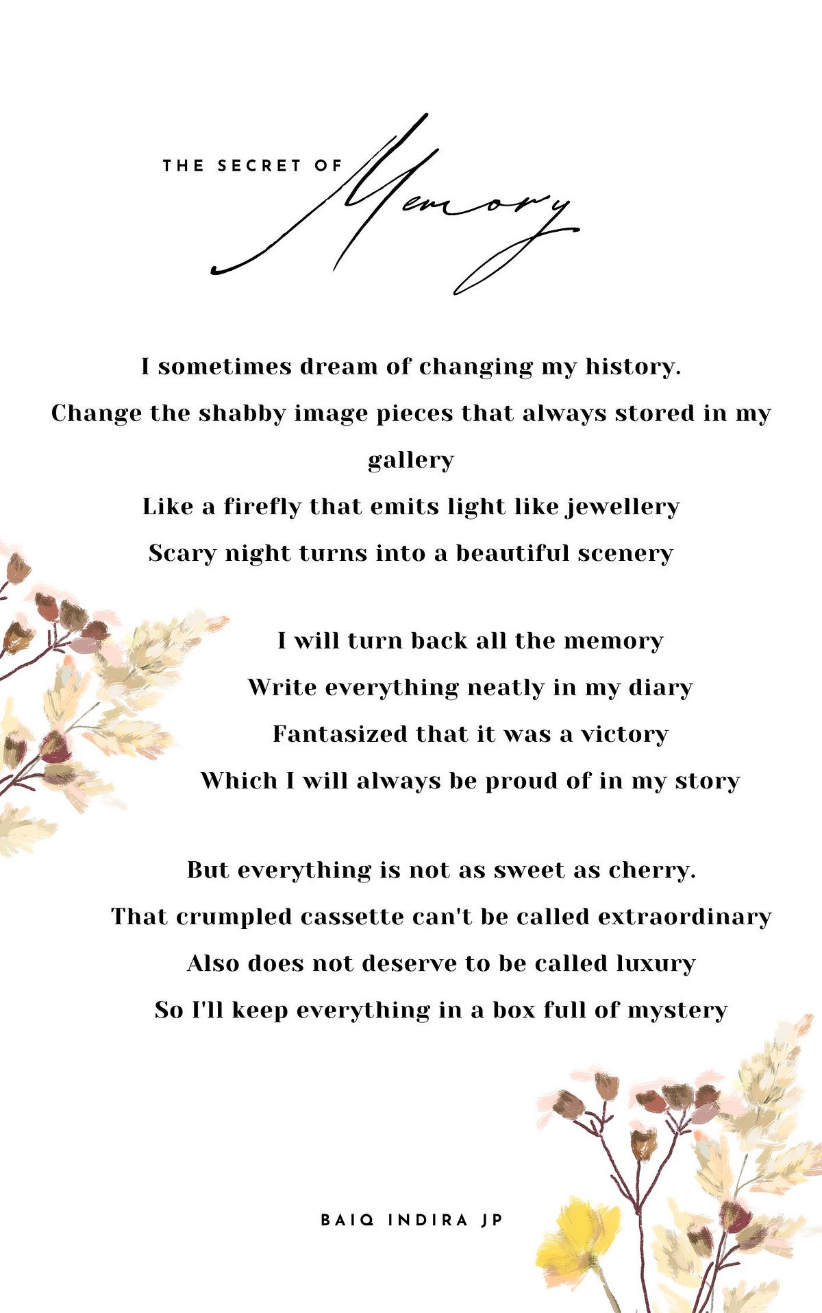 Poetry Analysis: The Secret of Memory | by Indira | Jan, 2024 | Medium