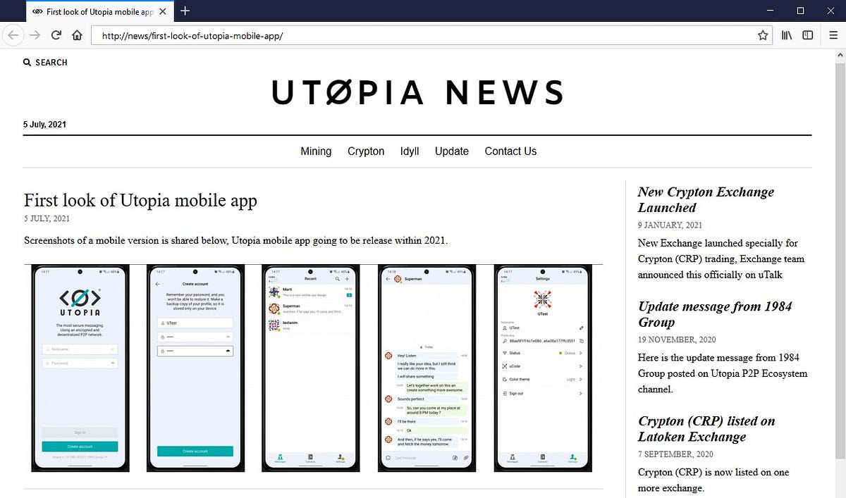 Ecosystem Utopia unveils first screenshots of peer-to-peer mobile app ...