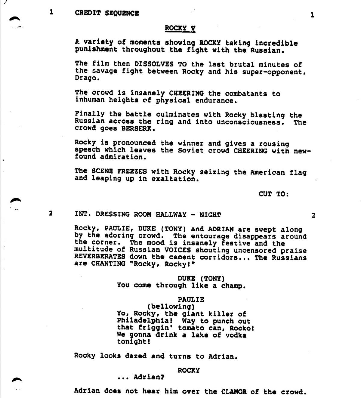 Page One: “Rocky V” (1990) - Go Into The Story