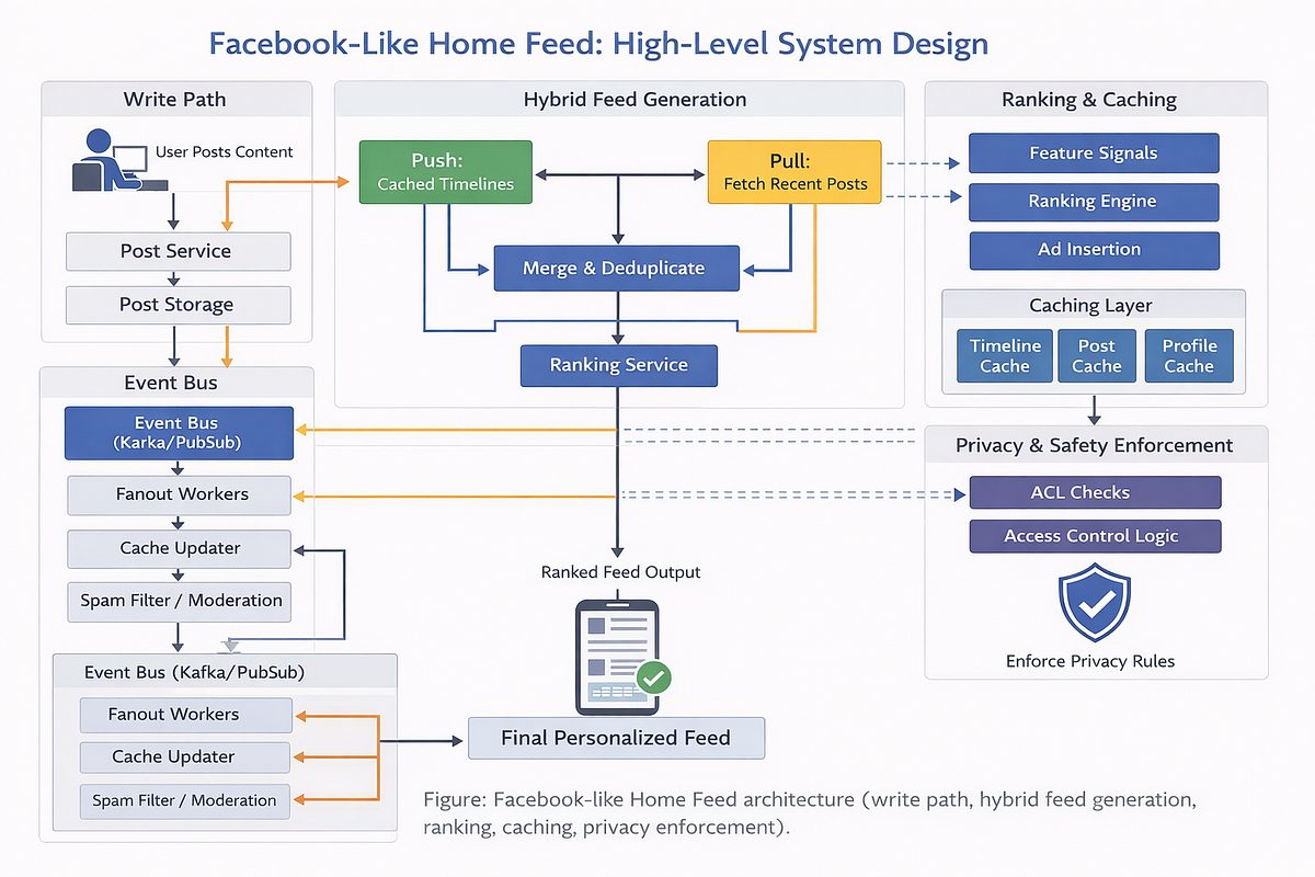 Facebook Home Feed System Design: Fanout, Ranking, Caching, and Real ...