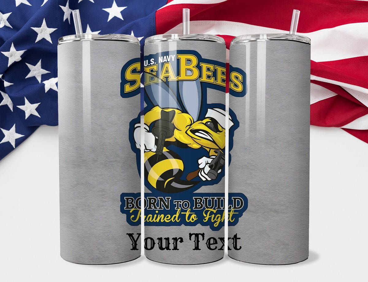 US Navy Seabees 20oz Tumbler, Personalized Tumbler, Full wrap US Navy ...