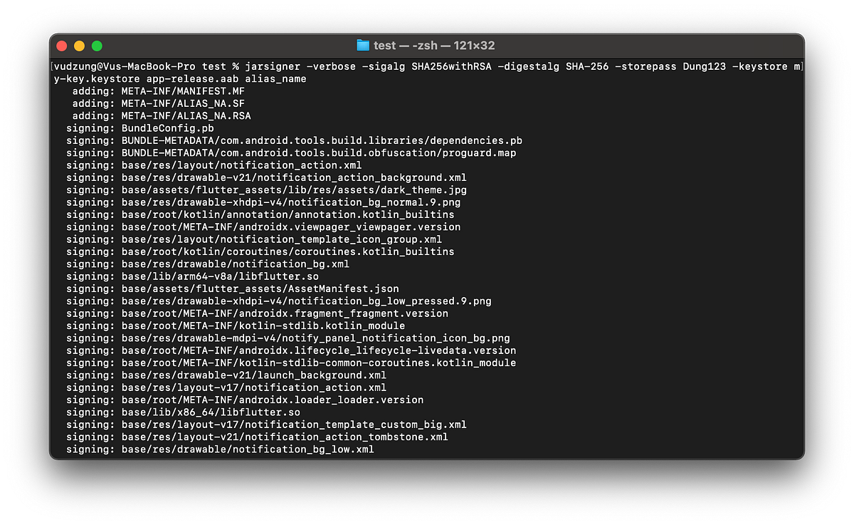 Build AAB file and Sign key later with Jarsigner | by Thế Dũng | Medium