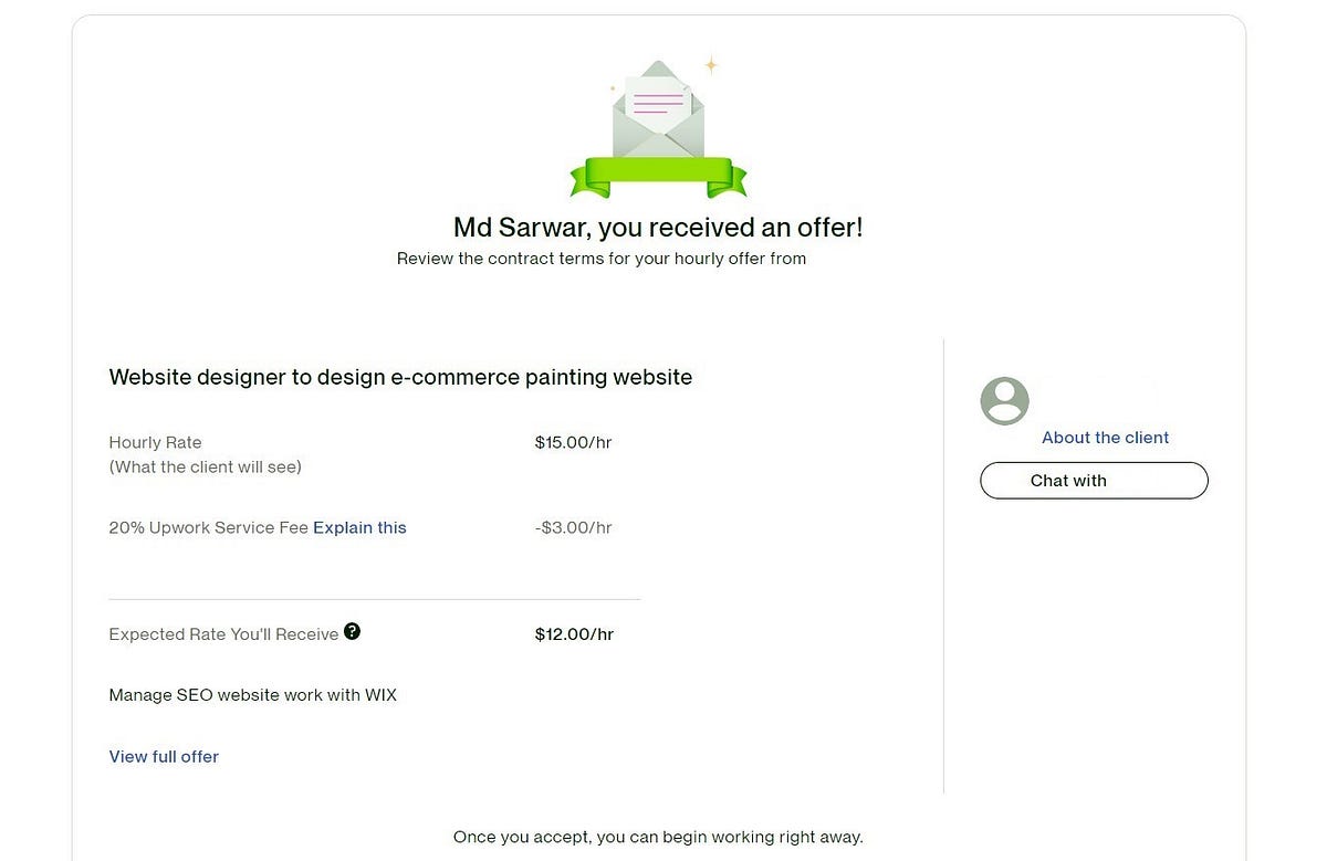 Project on Upwork - Md Sarwar Jahan - Medium