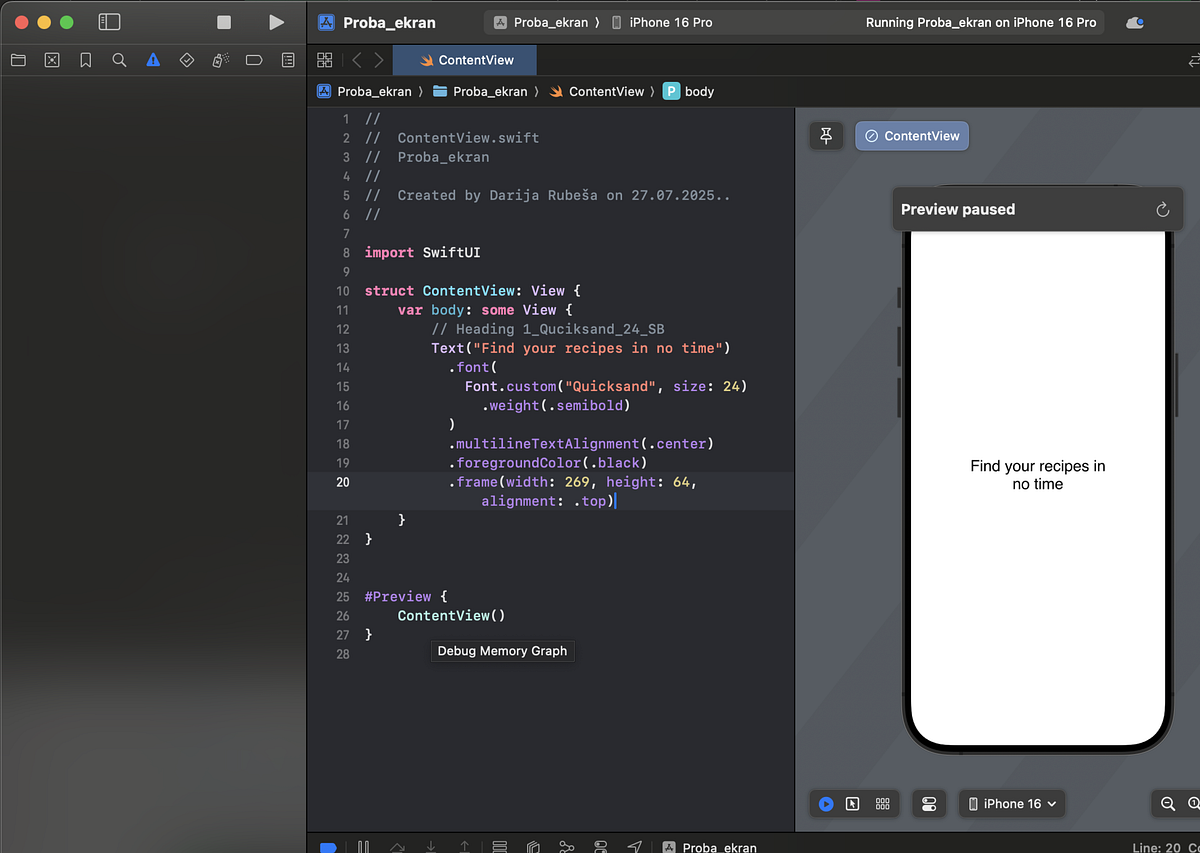 Building my first screen in Xcode using Figma code snippets | by Darija Rubeša | Sep, 2025 | Medium