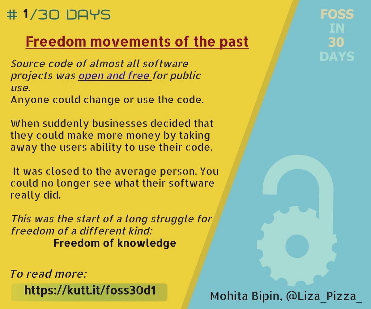 30 Days of FOSS : Week #1 Recap. Theme: What is FOSS and how did it all ...