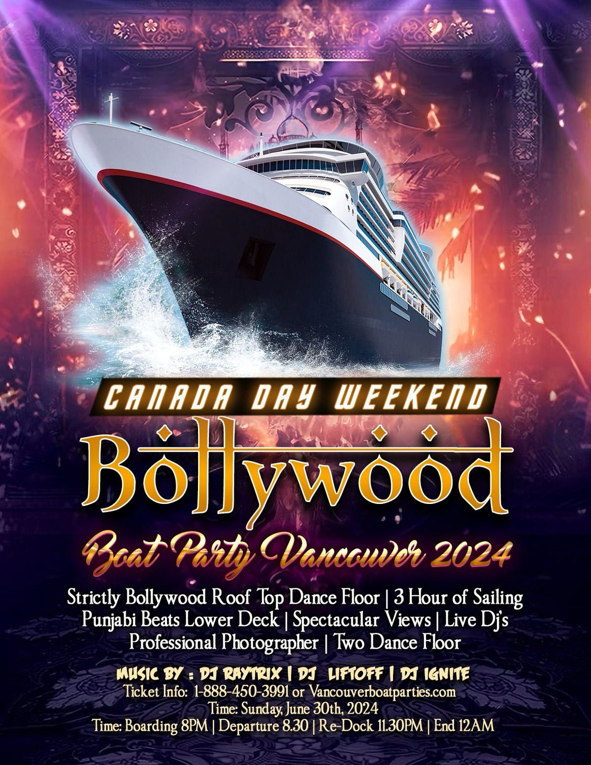 Canada Day Weekend Bollywood Boat Party Cruise Vancouver 2024 - Harry Ajax - Medium
