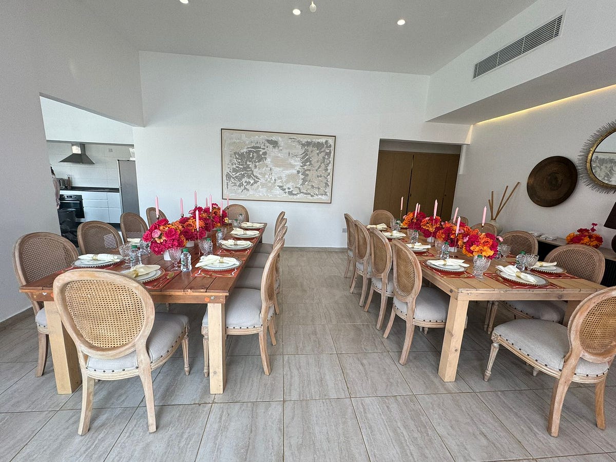 Net Beige Dior Dining Chair and Rustic Wooden Table Rentals in UAE ...