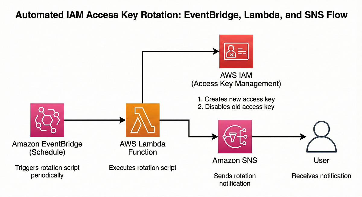 Automating IAM Access Key Rotation with AWS Lambda, EventBridge, and SNS Notifications | by Ali ...