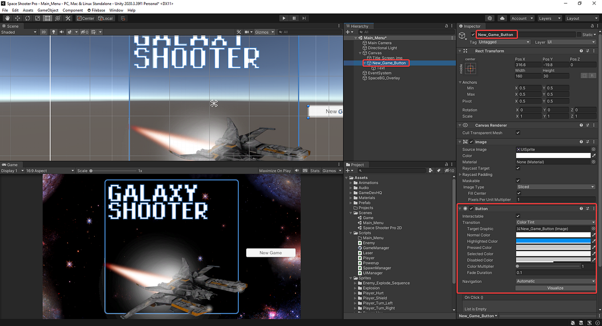 Creating Main Menu Screen. Objective: Create Main Menu Scene for… | by Christopher Mangan | Medium