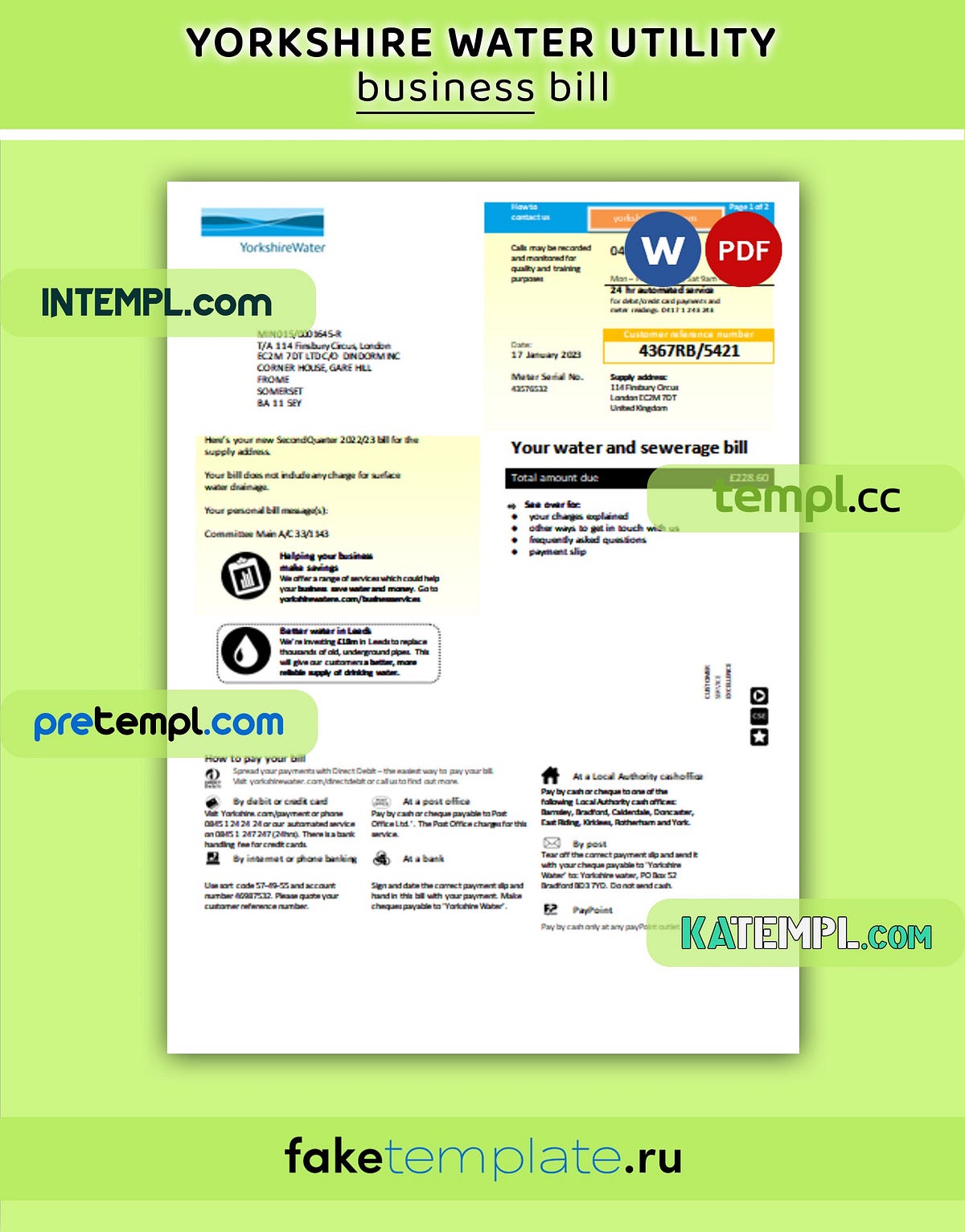 Yorkshire water business utility bill, Word and PDF template | by Storeintempl | Feb, 2024 | Medium