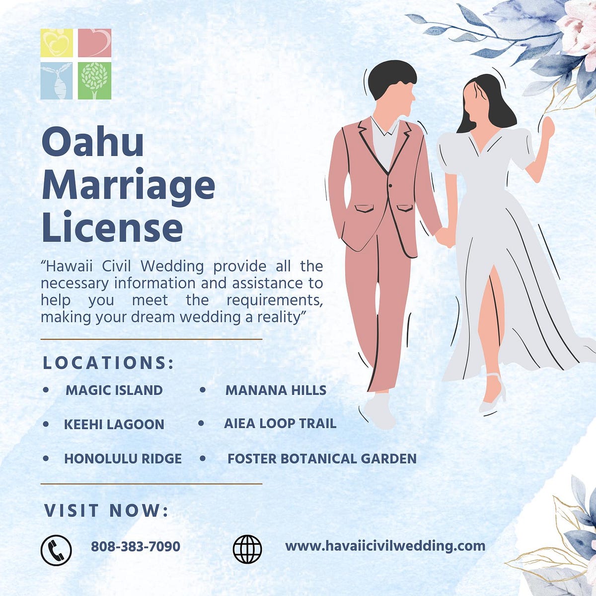 Oahu Marriage License - Hawaii Civil Wedding - Medium