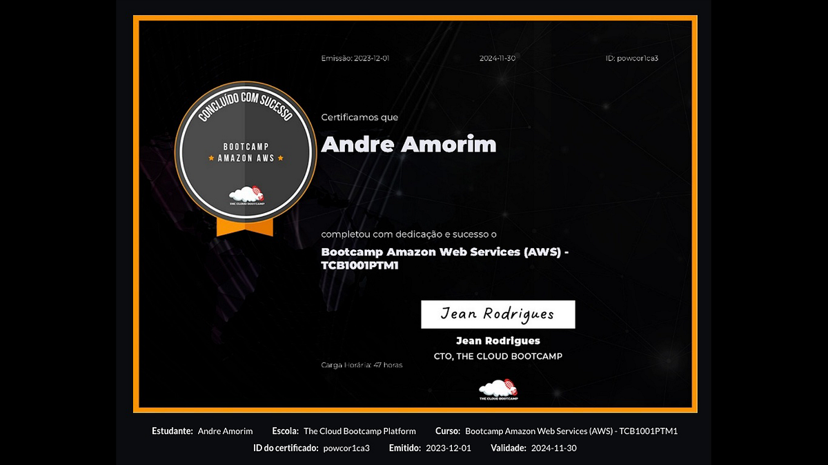 Certificate — Bootcamp Amazon Web Services (AWS) — TCB1001PTM1 | by ...