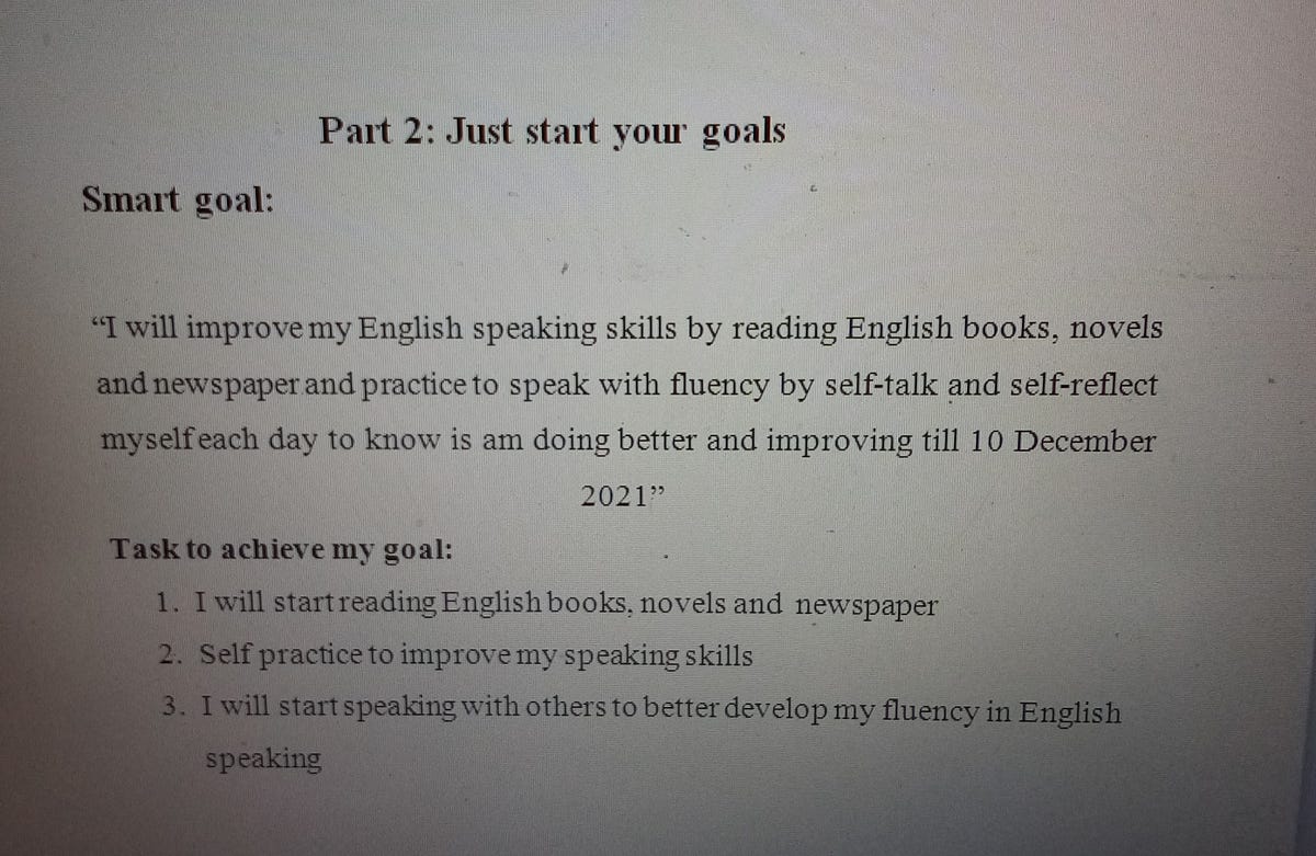 #Just Start experience #Here are 3 tasks of my smart goal that i’m gonna do in 3 weeks to ...