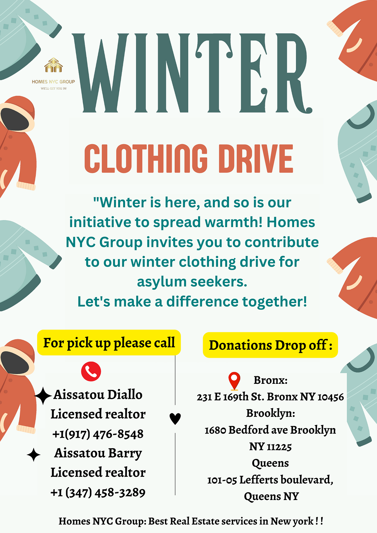Homes NYC Group launches a winter clothing drive to support asylum ...
